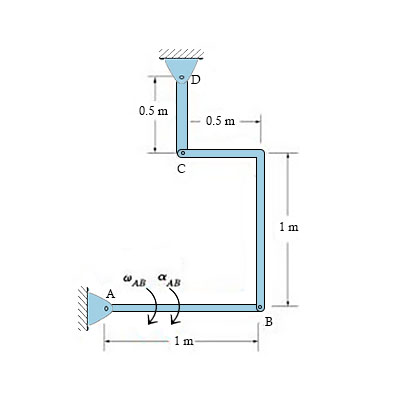 Link AB has the angular velocity \omega_{AB} = 2.5 rad/s and angular ...