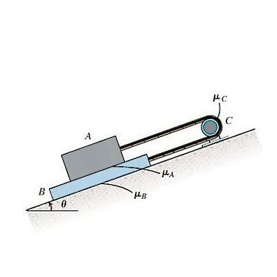 A cable is attached to a 1.30 kg block A, is looped over a fixed peg at ...