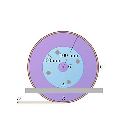 A 60 mm radius drum is rigidly attached to a 100 mm radius drum as ...