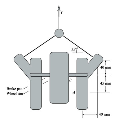 Point A represent a pin where the bike break system shown is attached ...