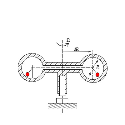 The small spheres are free to move on the inner surface of the rotating ...