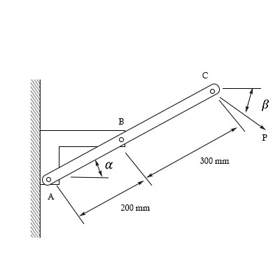 The lever shown is connected by pins at point A and point B. Knowing ...