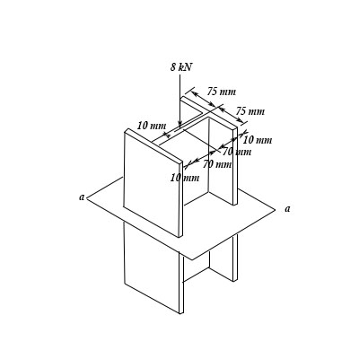 the column is subjected to an axial force of 8 kN, which is applied ...
