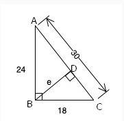 Determine the value of e in the following triangle. | Homework.Study.com