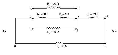 Find the equivalent resistance between points 1 and 2? | Homework.Study.com