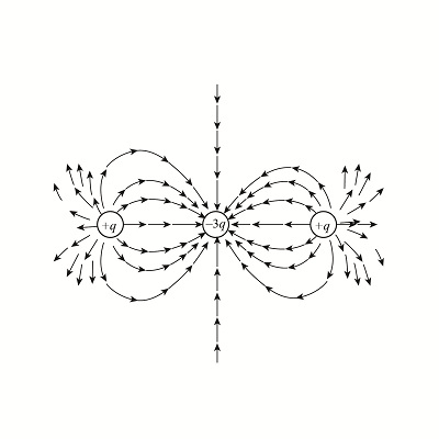 Use the superposition principle to draw E field lines for the following ...