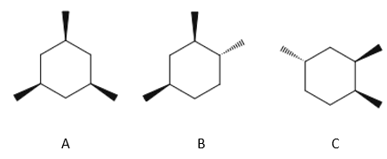 Arrange the trimethylcyclohexane isomers shown in order of decreasing ...