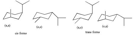 For each compound drawn below: Which isomer, cis or trans, is more ...
