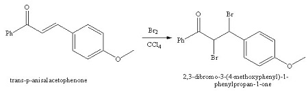 The addition of bromine to trans-p-anisalacetophenone gives a single ...