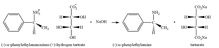 Consider a reaction of (-)-a-phenylethylammonium hydrogen (+) tartrate ...