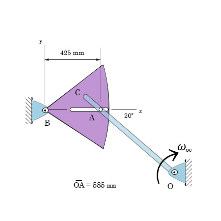 Bar OC rotates with a clockwise angular velocity \omega_{OC} = 8.8 rad ...