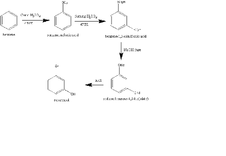 Form a synthesis of the given compound from benzene. | Homework.Study.com