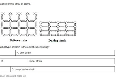 Consider this array of atoms. What type of strain is the object ...