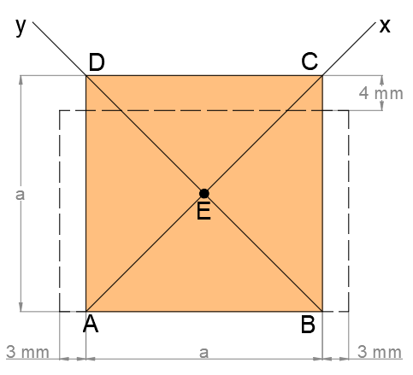 The square plate is deformed into the shape shown by the dashed line ...