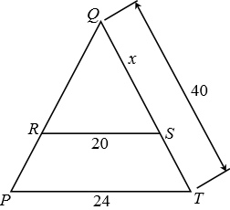 Triangles QPT and QRS are similar. Find x. | Homework.Study.com