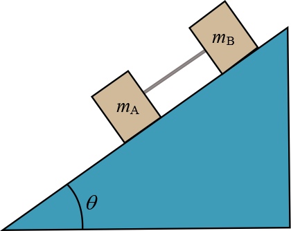 Two blocks made of different materials connected together by a thin ...