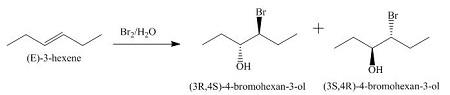 Draw the structure of the bromohydrin formed when (E)-3-hexene reacts ...