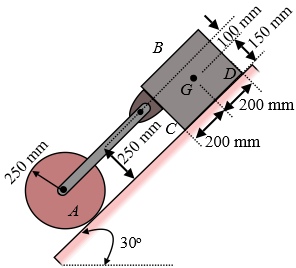 A solid circular disk at A with a mass of 40 kg is connected with a ...
