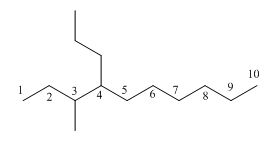 What is the IUPAC name of the compound shown? 3-hexyl-2-methylhexane 4 ...