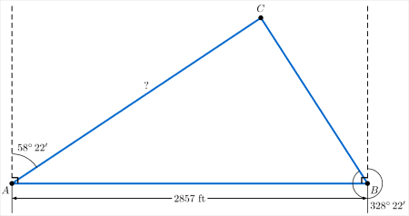 Two docks are located on an east-west line 2587 ft apart. From dock A ...