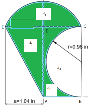 The convex curved boundary of the shape shown is a portion of a circle ...