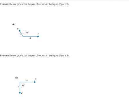 Evaluate the dot product of the vector pairs in figure 2 & figure 3 ...