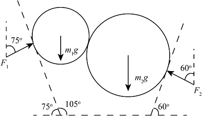 Two spheres, one with a mass of 8 kg and the other with a mass of 10 kg ...