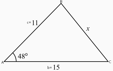 Determine the side labeled x. Round your answer to one decimal place ...