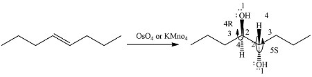Draw the structures of (4R,5S)-octane-4,5-diol and the starting alkene ...