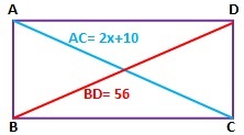 ABCD is a rectangle with diagonals overline{AC} and overline{BD} . If ...