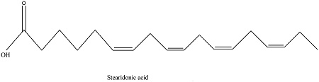 Stearidonic acid (C_{18}H_{28}O_2) is an unsaturated fatty acid ...