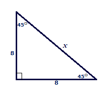 What is the value of x? a. 2\sqrt{8} b. 8 c. 8\sqrt{2} d. 128 ...