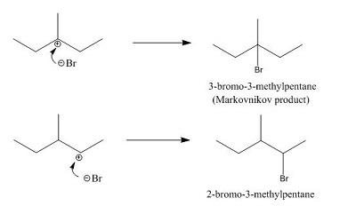 True or false? The addition of HBr to 3-methyl-2-pentene is a regioselective reaction ...