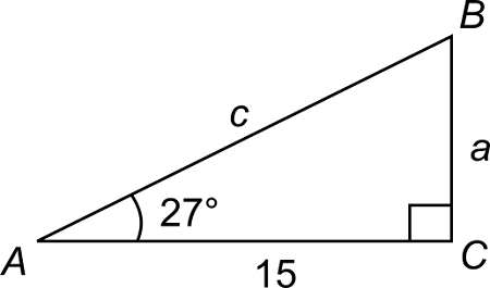 The figure above shows a right triangle with dimensions in inches ...
