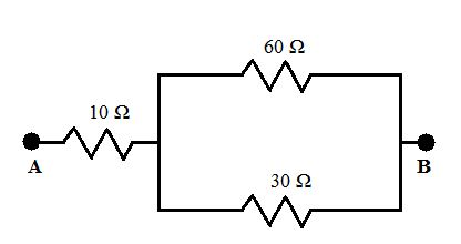 Three resistors are placed in a circuit as shown. The potential ...