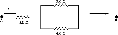 Three resistors are connected as shown in the figure. The potential ...