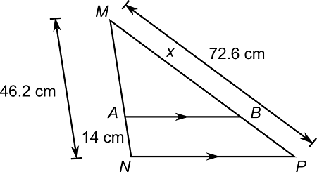 What is the value of x? Enter your answer, as a decimal in centimeters ...