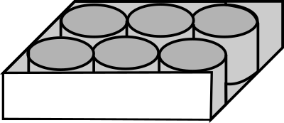 A box is packed with 8 soda cans as shown (only part of the box is ...
