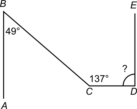 In the figure below, overline AB is parallel to overline DE, the ...