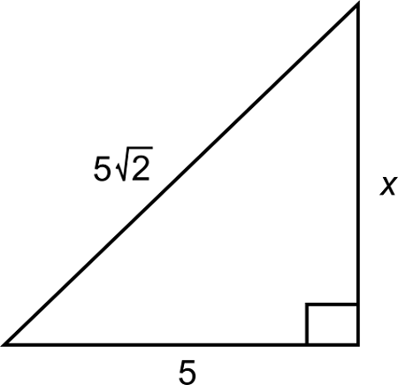 Solve for x in the right triangle given. | Homework.Study.com