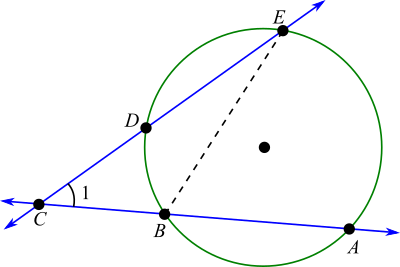 Prove m angle 1 = 1/2(m AE-m DE) | Homework.Study.com