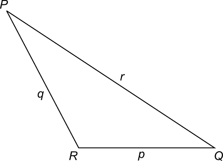 If angle Q measures 18 degrees, r equals 9.5, and p equals 6.0. then ...