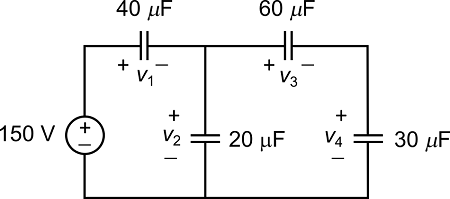 Find the voltage across the 20 mu F capacitor in the figure below ...