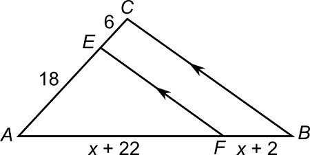In triangle ABC, overline EF pipeline pipeline overline CB. Find x ...