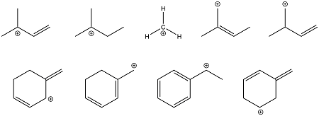 Label each of the following carbocations with the most appropriate ...