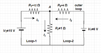 Determine the current flowing through resistor R1 in the circuit ...