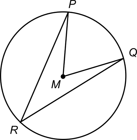 In the diagram of circle M shown, the measure of arc PRQ is 308 degrees ...