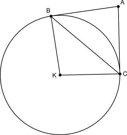 In the diagram of circle K, tangents are drawn from point A to points B ...