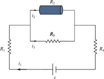 A cylindrical resistor is connected with three other resistors to an ...