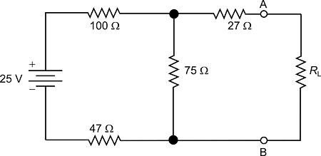 For the circuit shown below, The maximum power (Pmax) delivered to the ...
